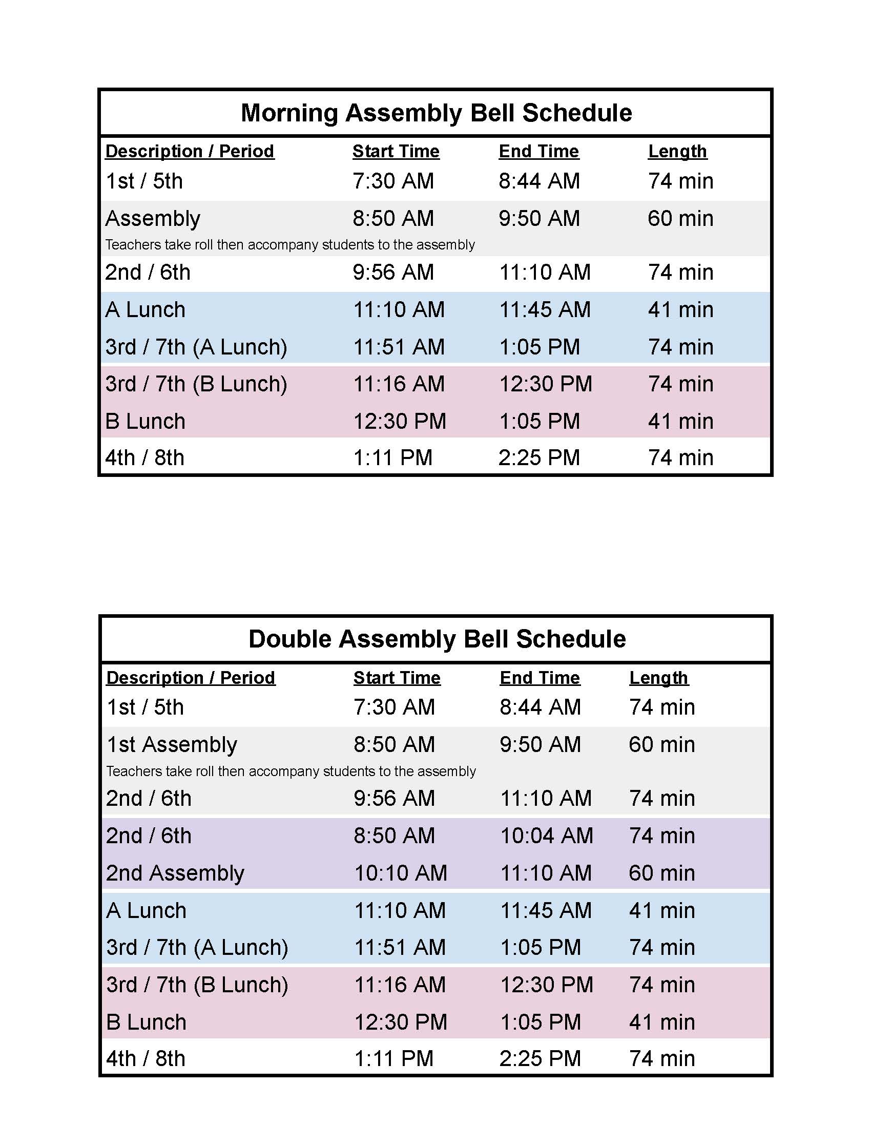 2024-2025 Bell Schedules – Riverton High